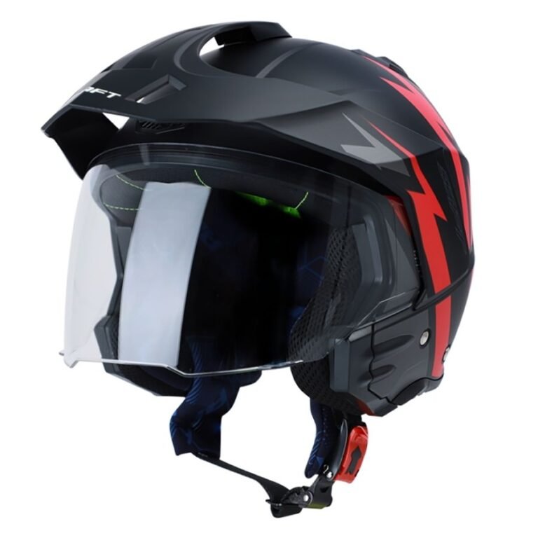 CASCO ABIERTO SHAFT 227 TRIAL VOLT NEGRO ROJO MATE – Cascos PB