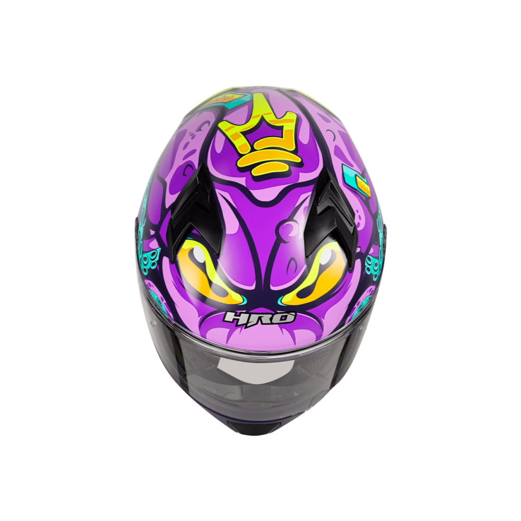 CASCO INTEGRAL HRO HRO-523DV TENTA AZUL NAVY MORADO VISOR TRANSPARENTE ...