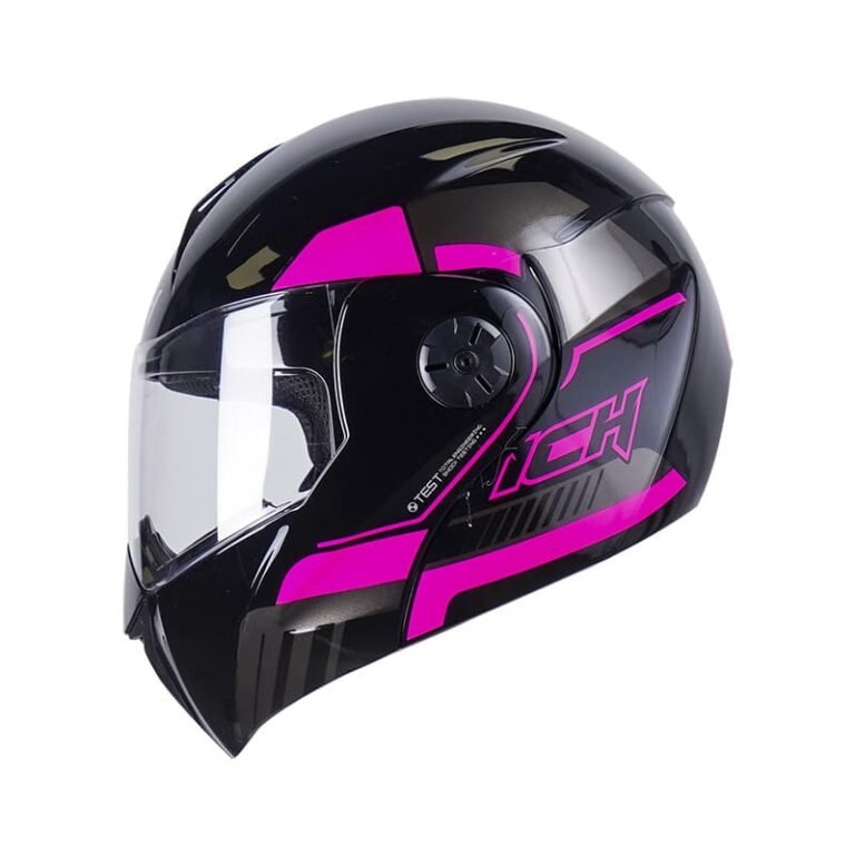 CASCO ABATIBLE ICH 3110 LINUL NEGRO BRILLO FUSCIA VISOR TRANSPARENTE ...